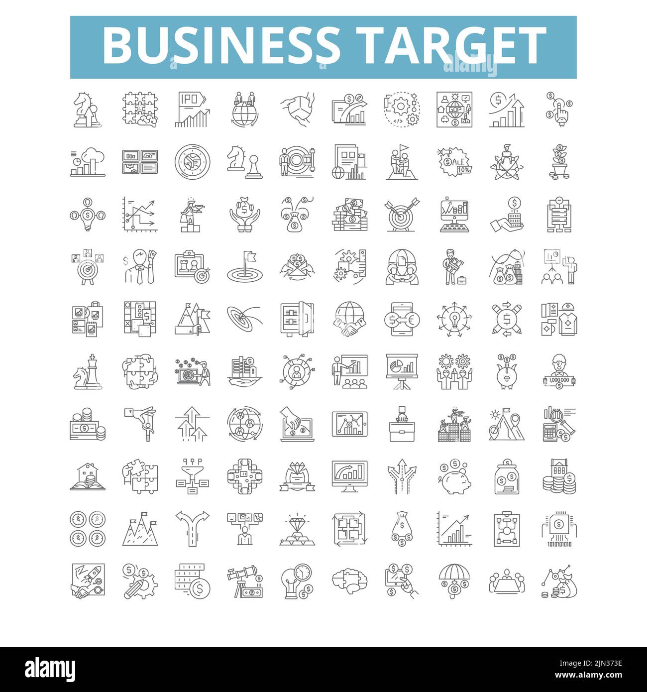 Business target icons, line symbols, web signs, vector set, isolated illustration Stock Vector ...