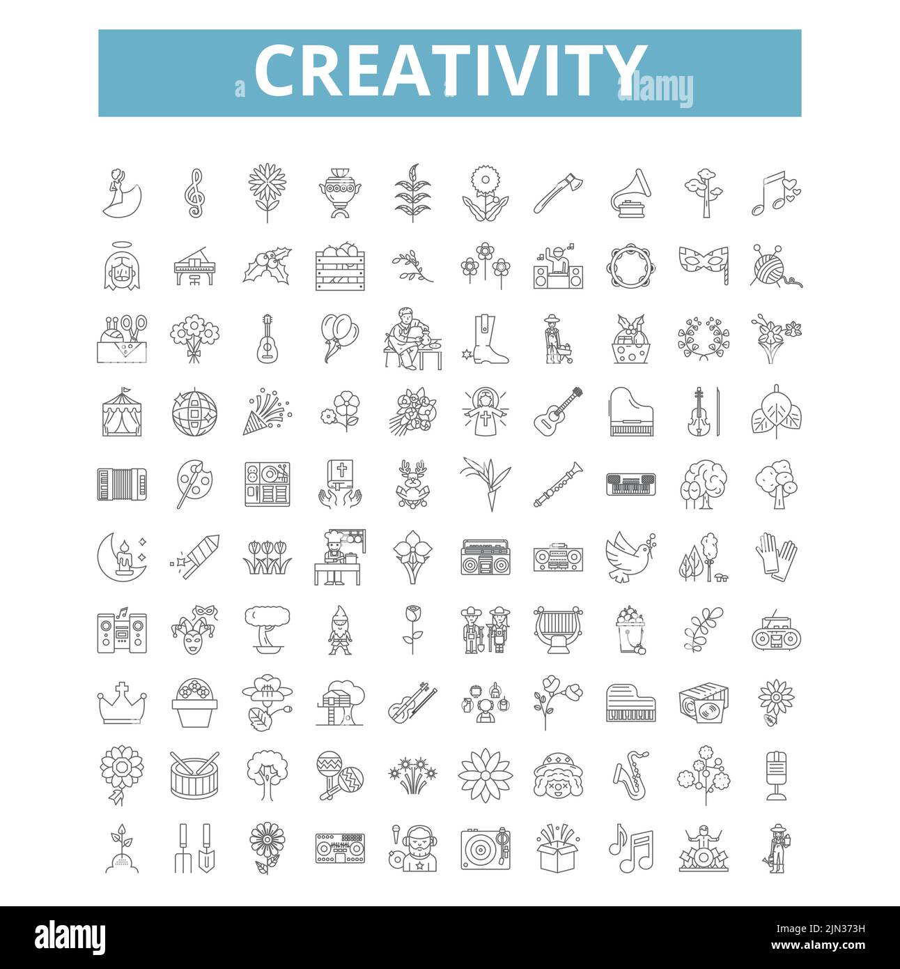 Creativity Icons Line Symbols Web Signs Vector Set Isolated Illustration Stock Vector Image