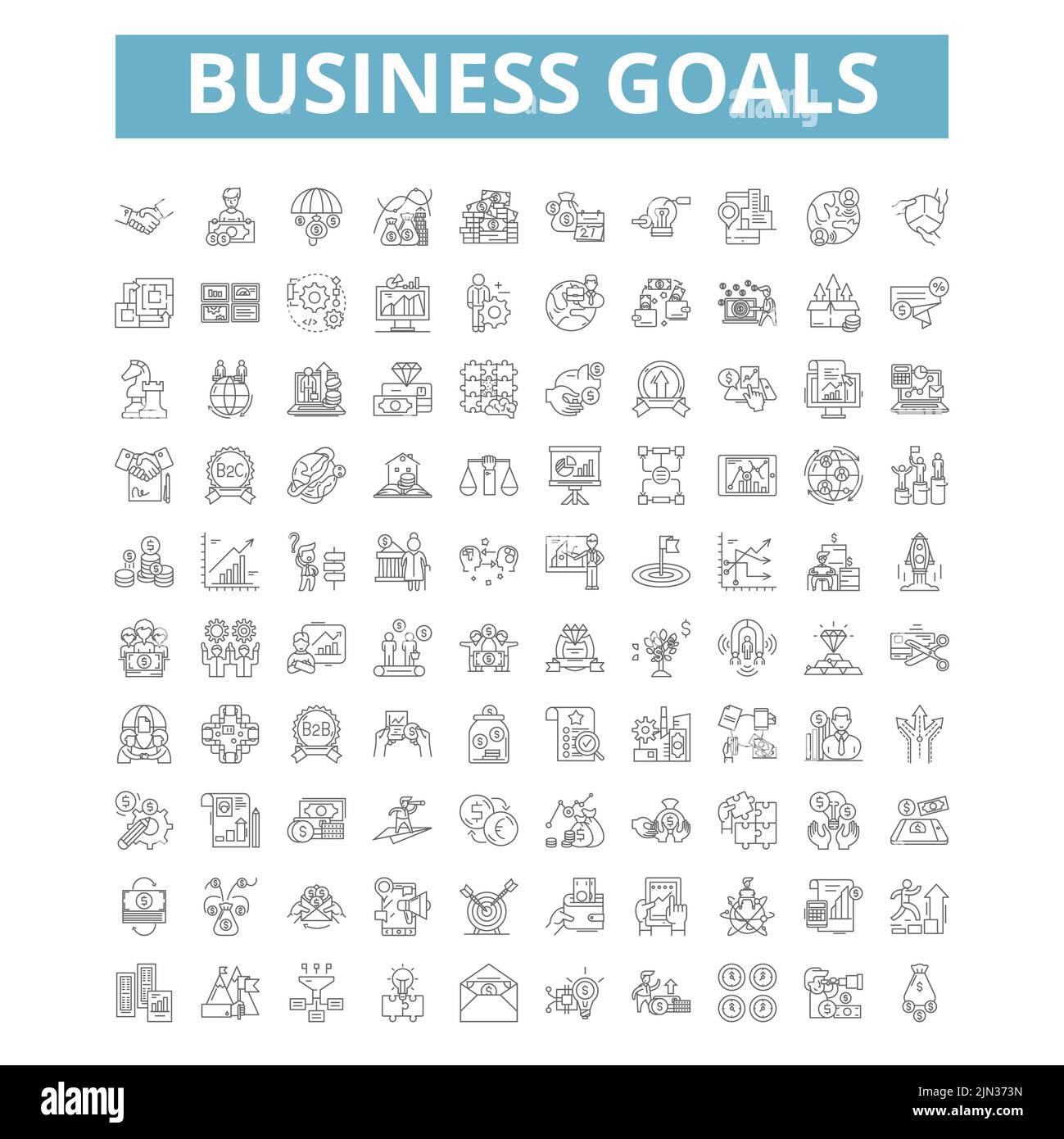 Business goals icons, line symbols, web signs, vector set, isolated illustration Stock Vector ...