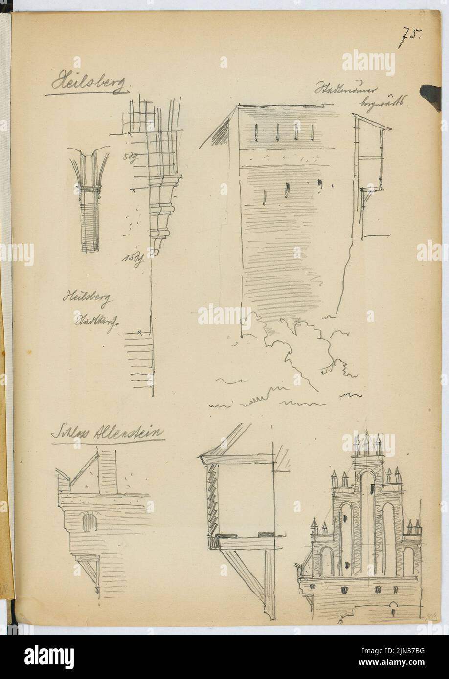 Stadtkirche, Heilsberg. Allenstein Castle: Details (From: Sketch and ...