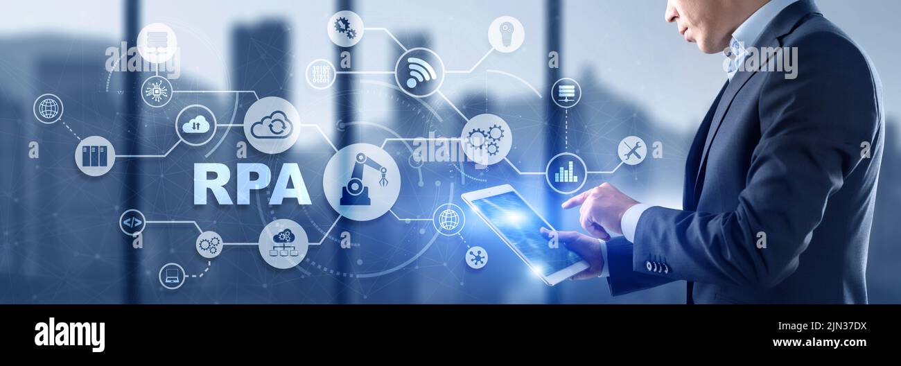 RPA. Robotic process automation concept on virtual screen Stock Photo ...