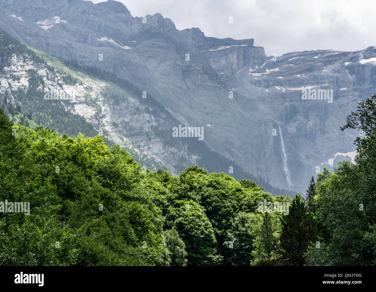 the mountains, waterfalls and huge valley in the massive cirque de ...