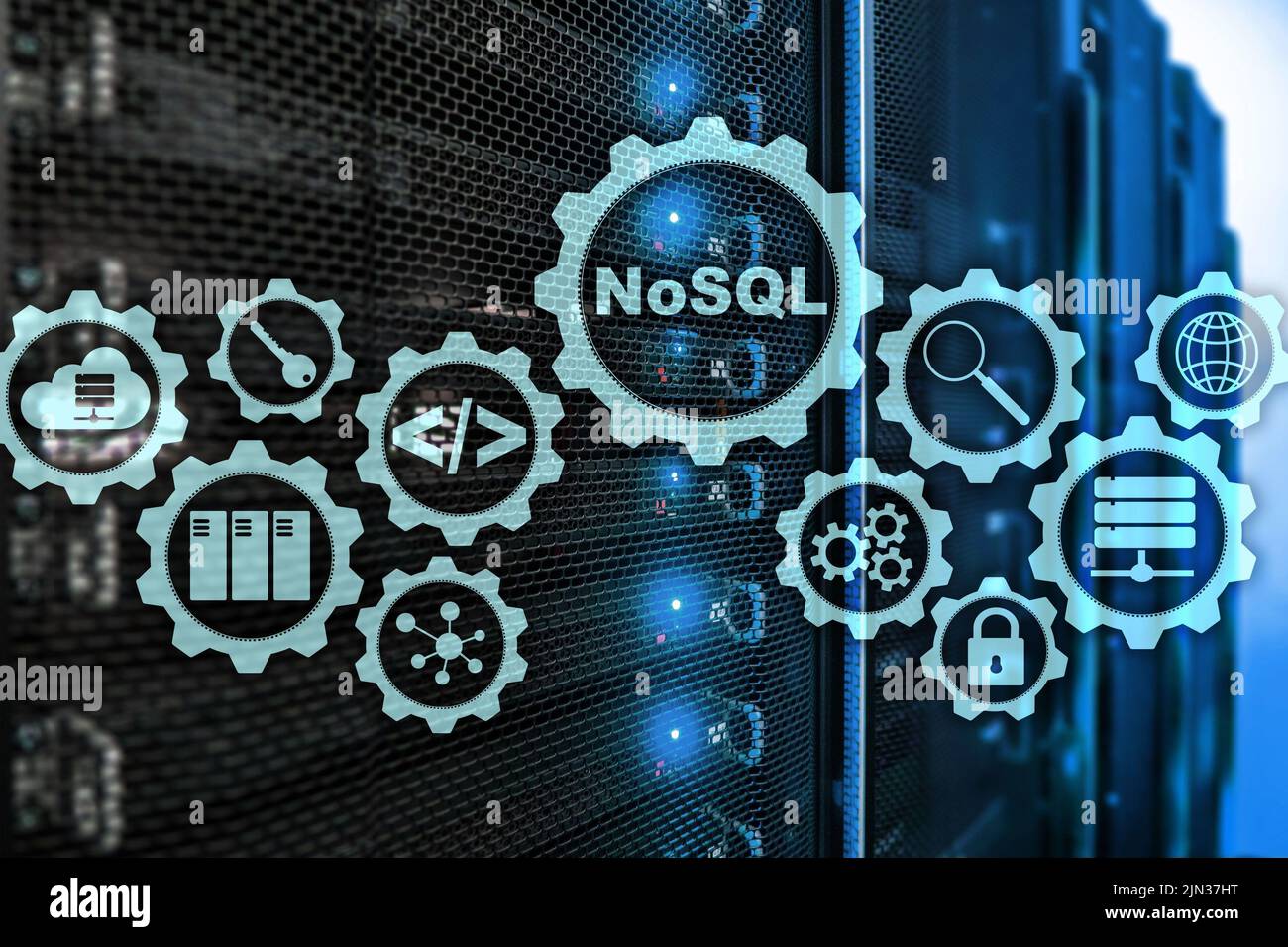 NoSQL. Structured Query Language. Database Technology Concept. Server room background Stock ...