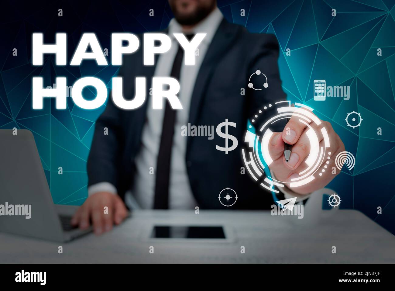 Inspiration showing sign Happy Hour, Business overview Spending time ...