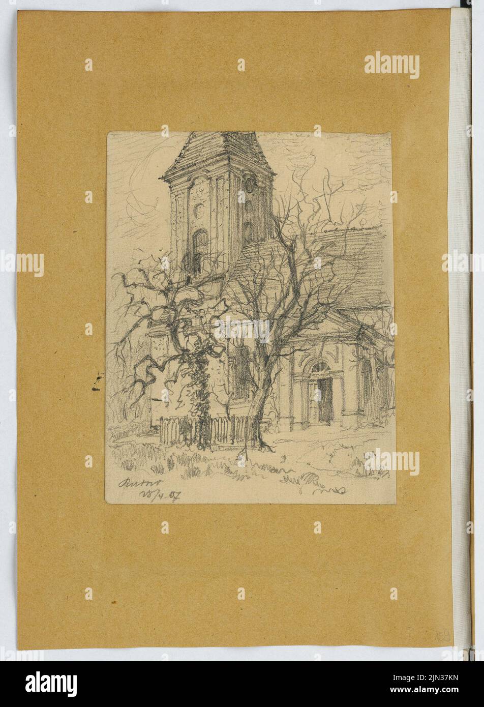 Dorfkirche, Berlin-Rudow: Perspective view (from: sketch and photo ...