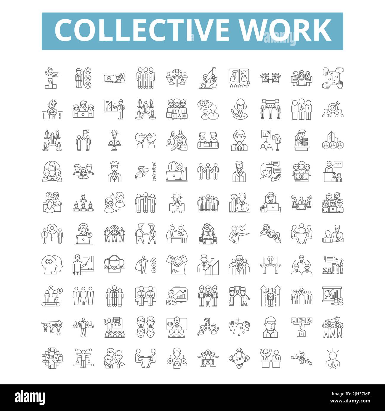 Collective work icons, line symbols, web signs, vector set, isolated illustration Stock Vector ...