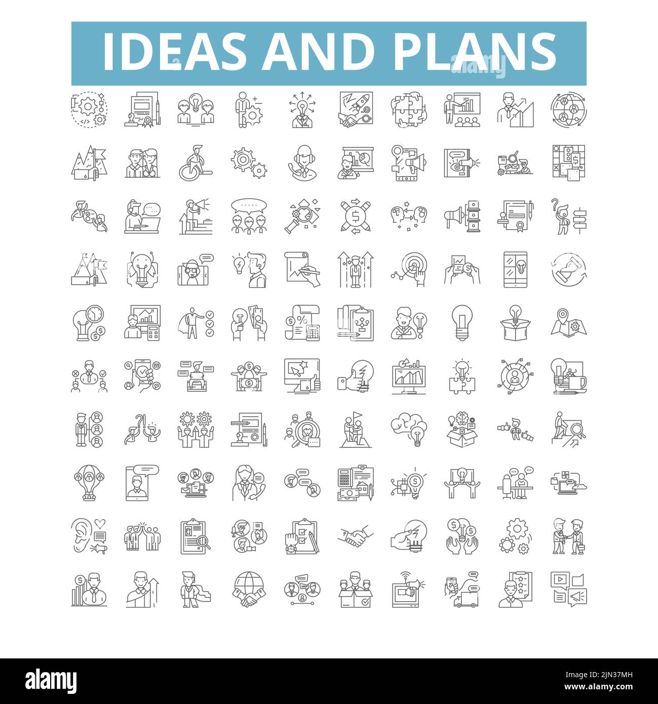 Ideas and plans icons, line symbols, web signs, vector set, isolated illustration Stock Vector ...