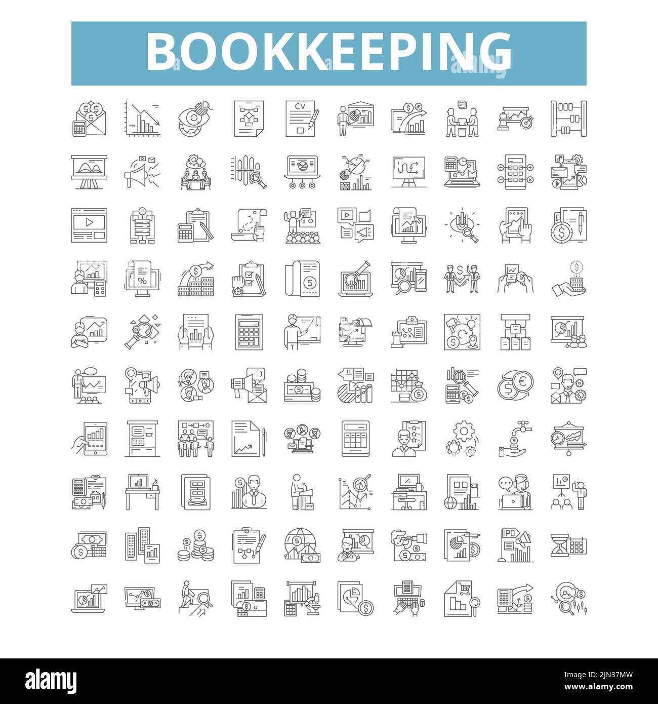Bookkeeping icons, line symbols, web signs, vector set, isolated illustration Stock Vector Image ...