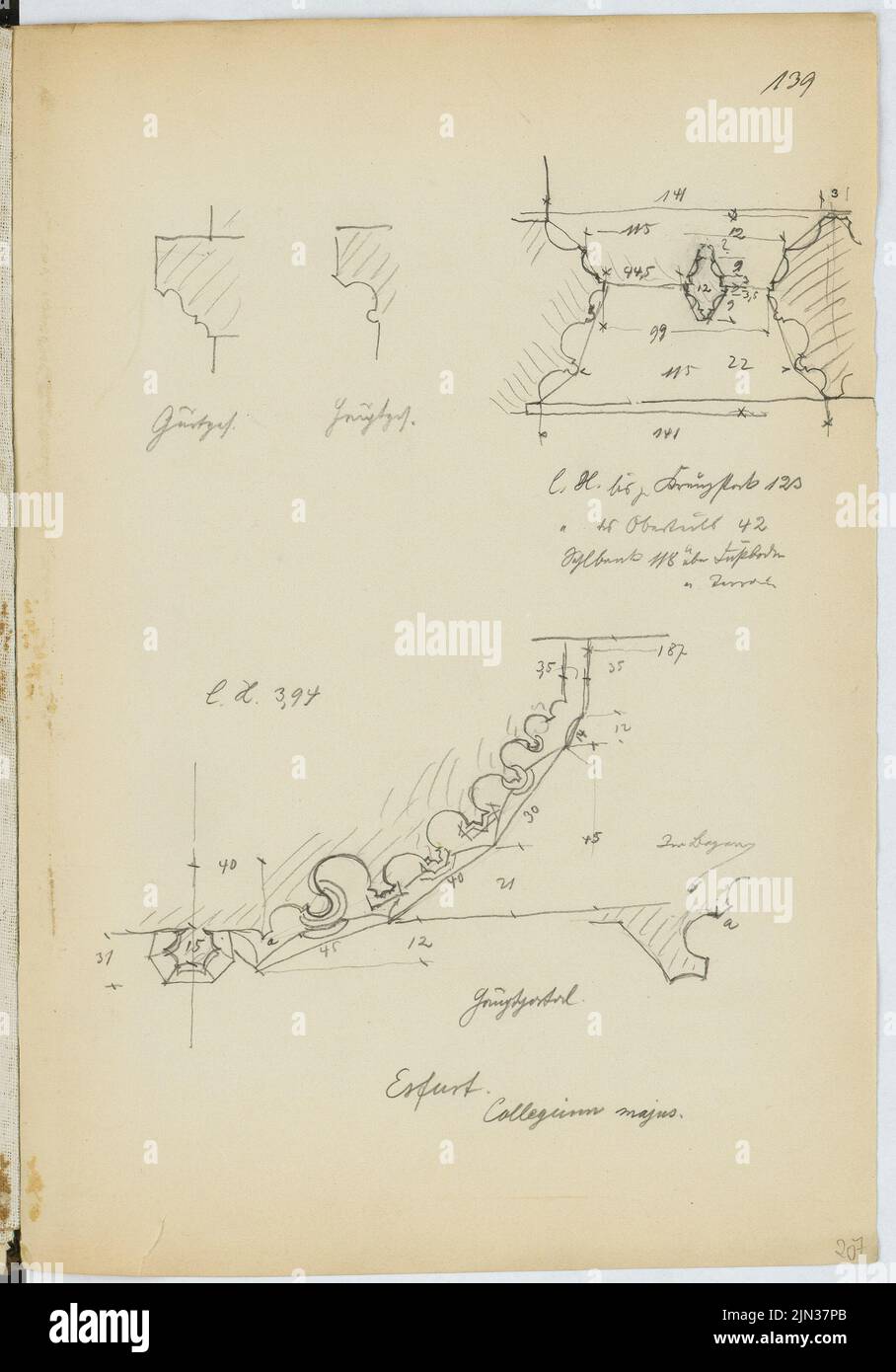 University, Erfurt: Details (from: sketch and photo album 20 Stock ...