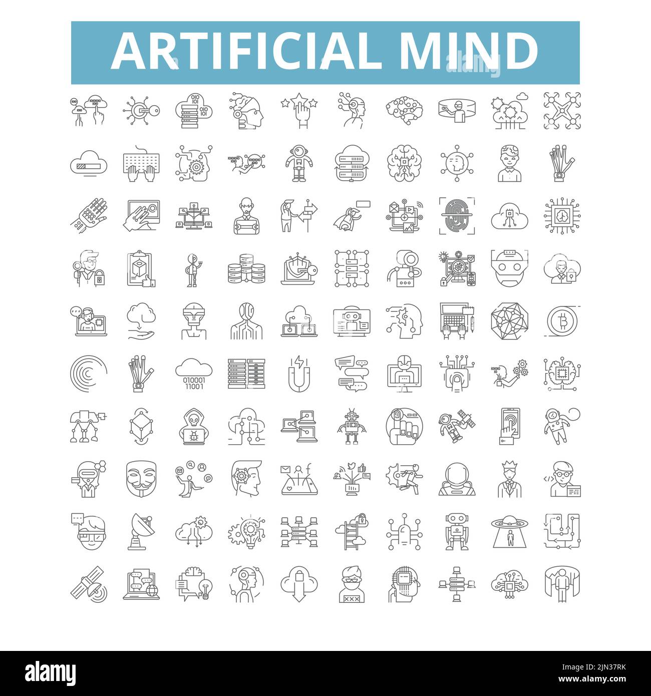 Artificial mind icons, line symbols, web signs, vector set, isolated illustration Stock Vector ...