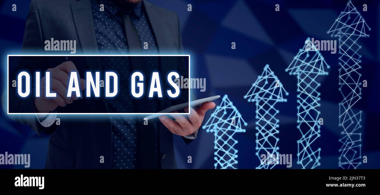 Text caption presenting Oil And Gas. Word for Exploration Extraction ...
