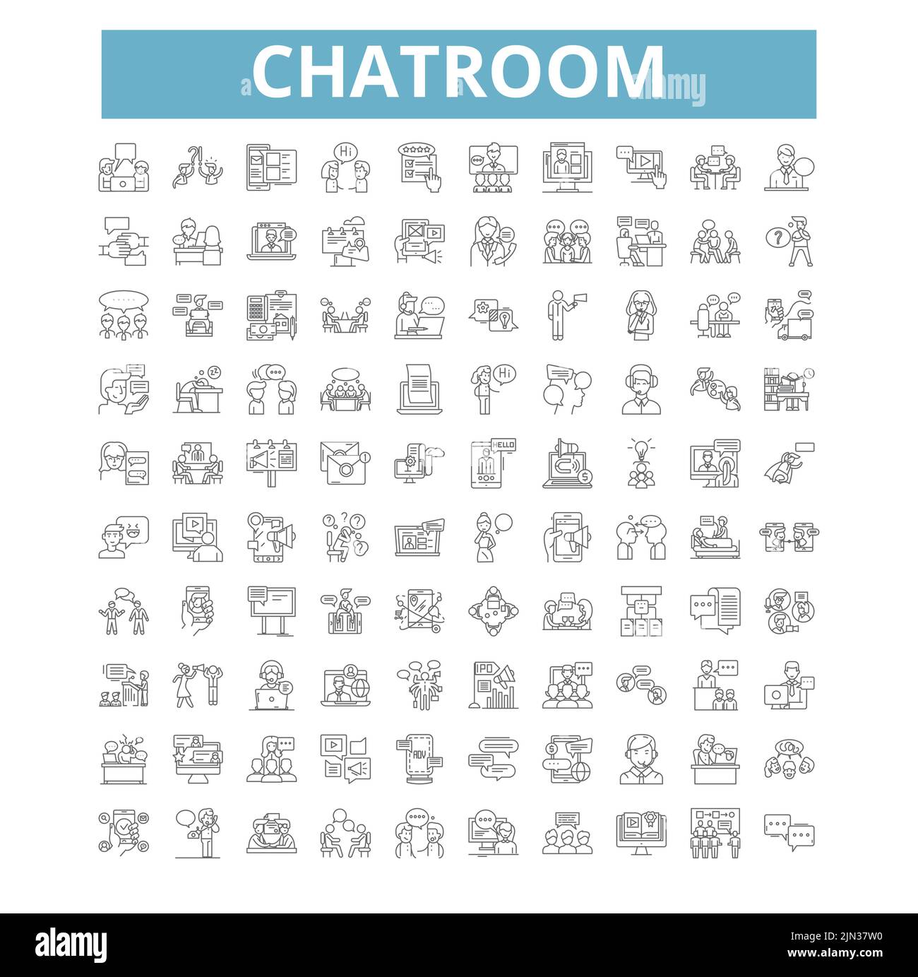 Chatroom icons, line symbols, web signs, vector set, isolated ...
