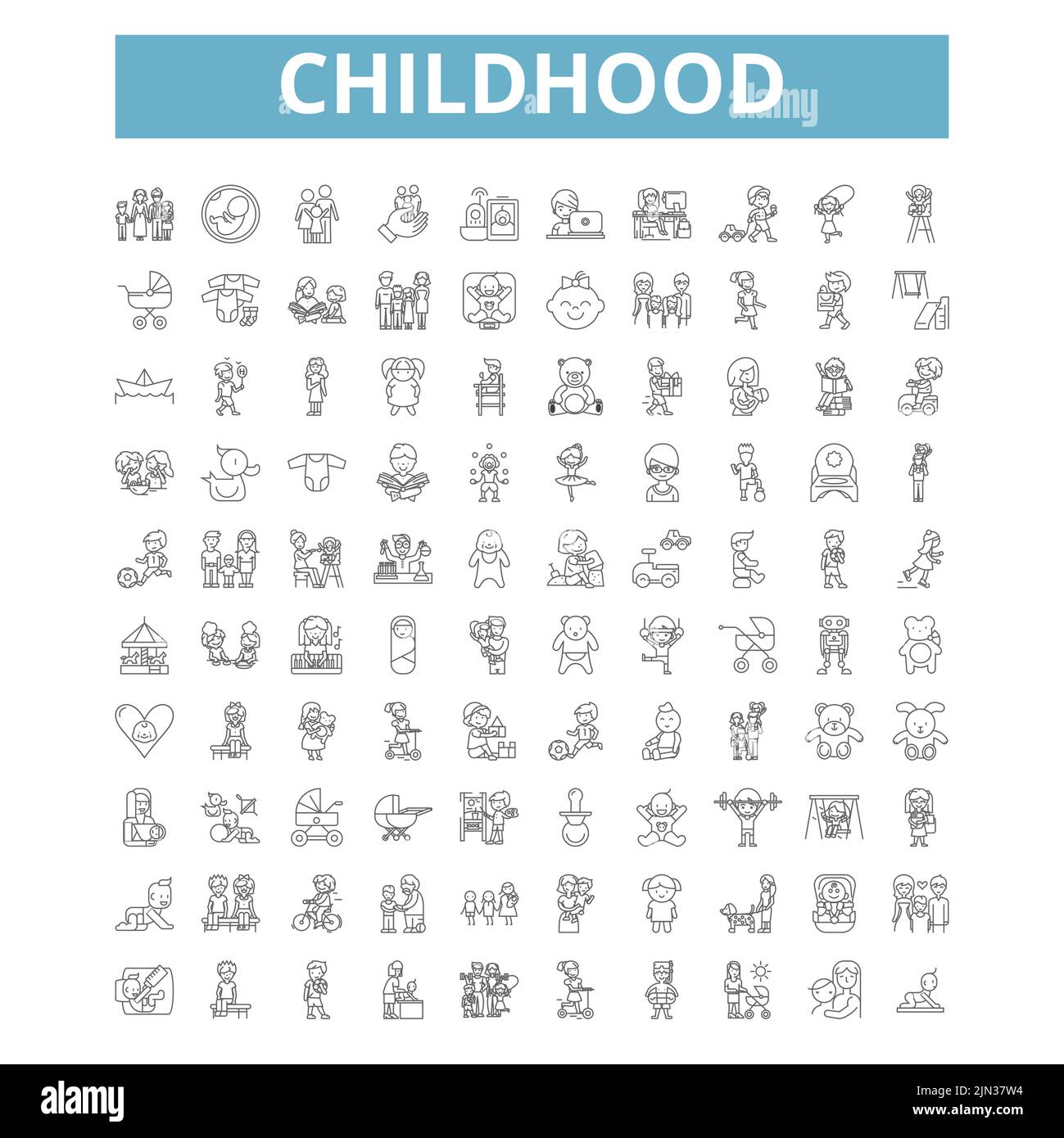 Childhood icons, line symbols, web signs, vector set, isolated illustration Stock Vector Image ...