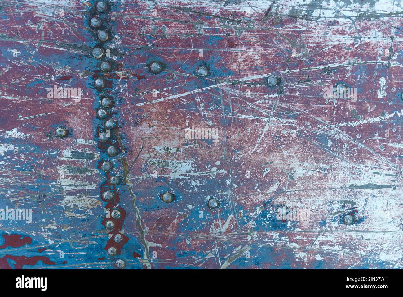 Texture of rusty metal with rivets, blue and red paints. Textures and ...