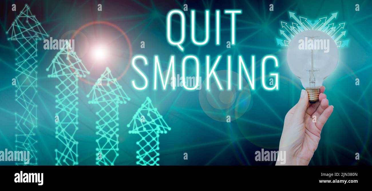 Text caption presenting Quit Smoking. Business overview Discontinuing ...