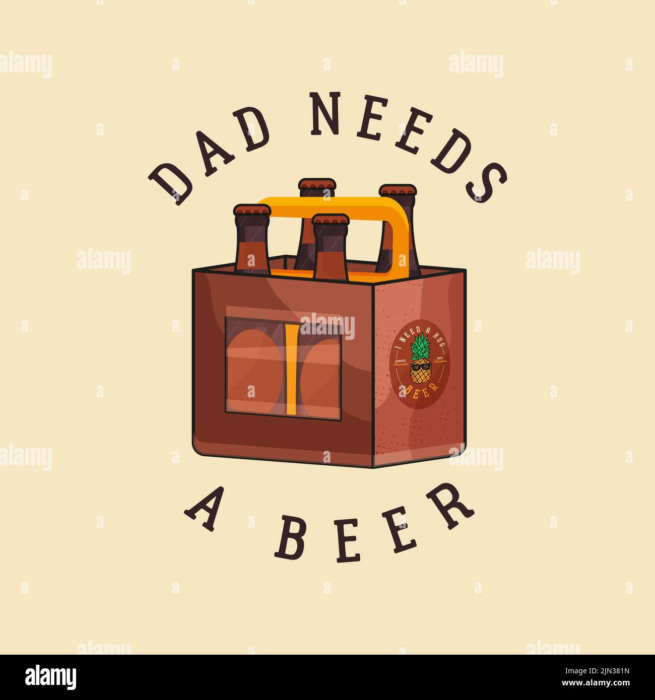 Vector illustration of brown box with bottles of beer and inscription ...