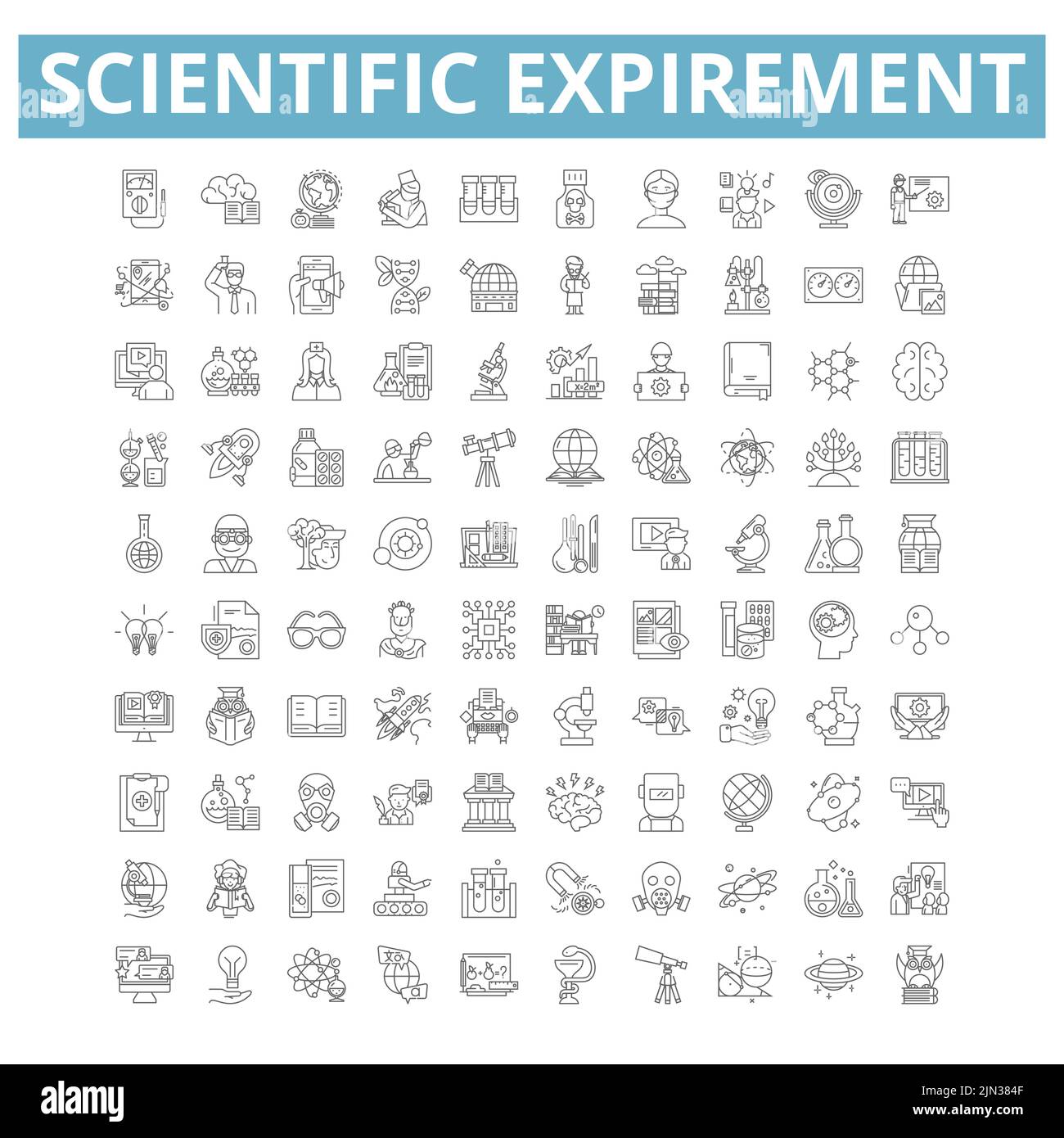 Scientific experiment icons, line symbols, web signs, vector set ...