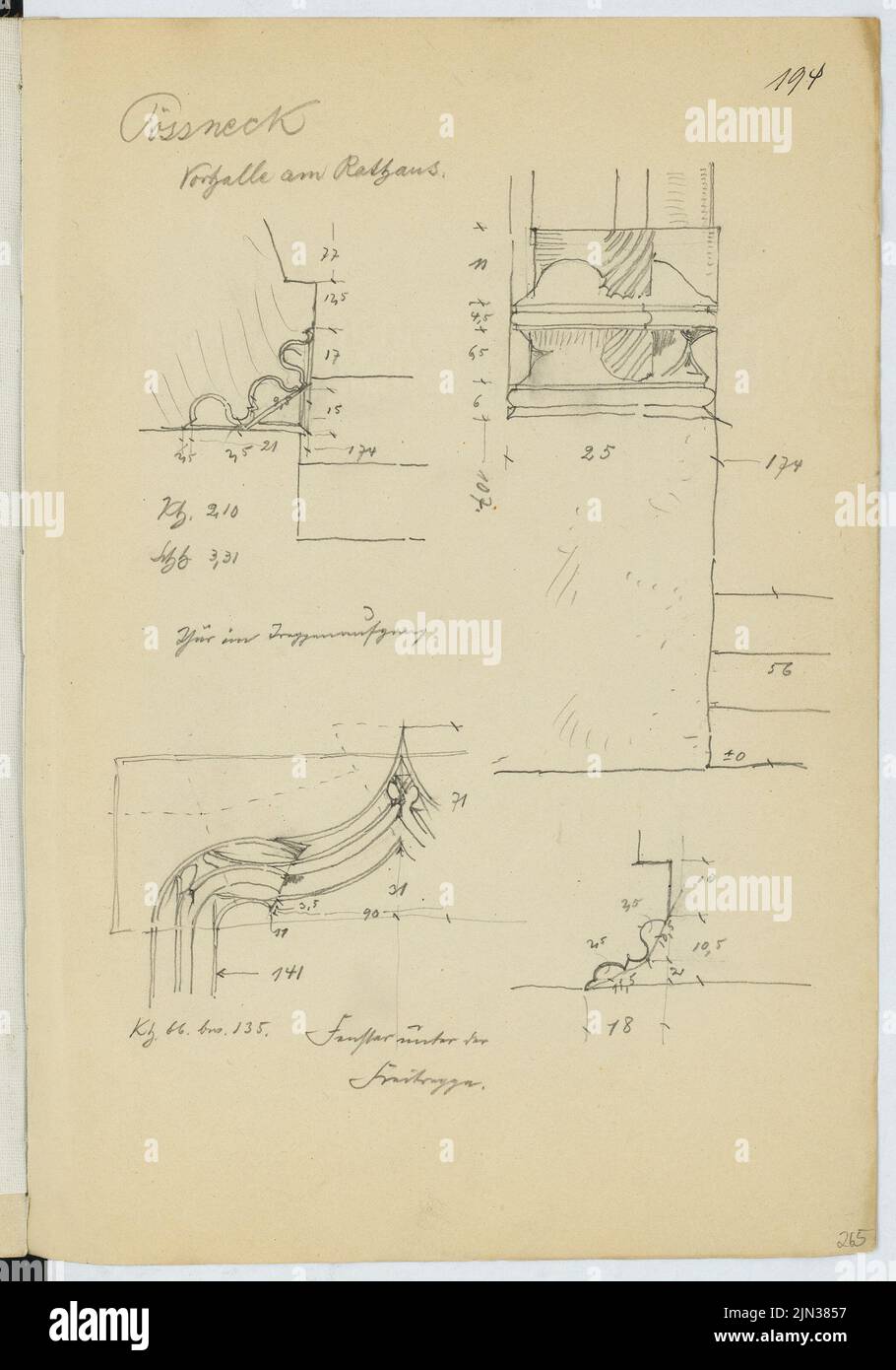 City hall, Pößneck: Details inhable (from: sketch and photo album 20 ...