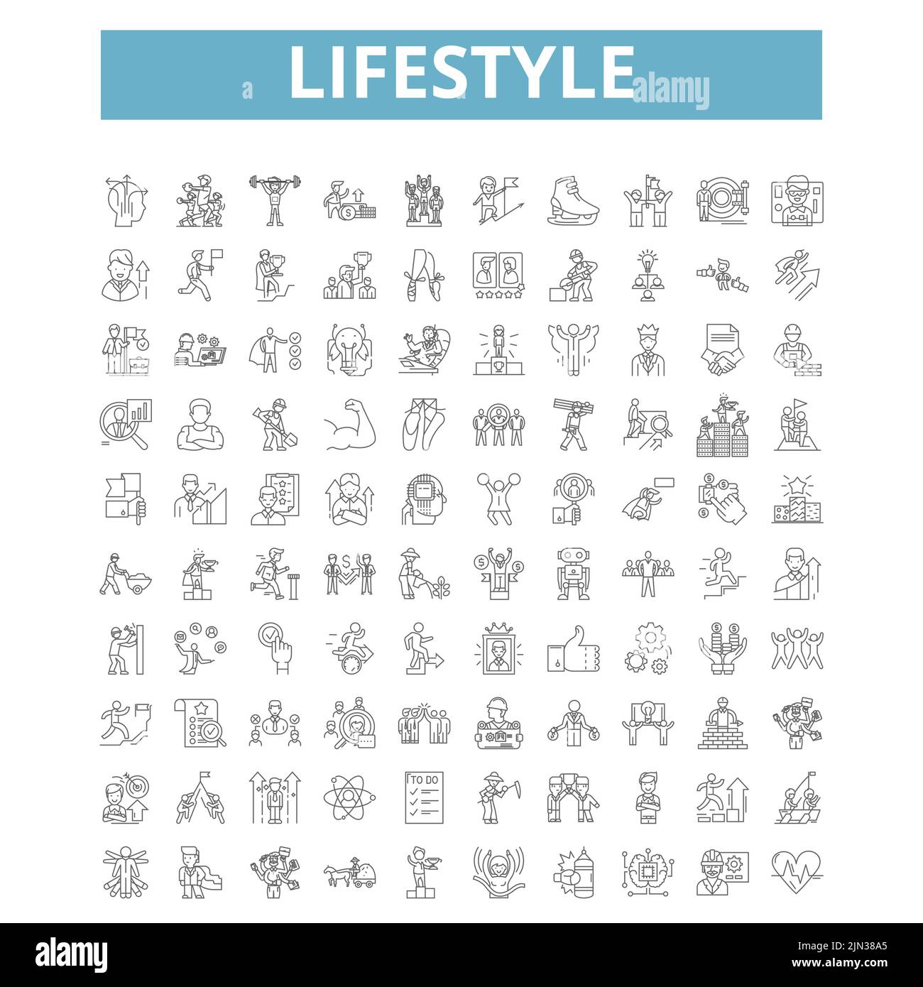 Lifestyle icons, line symbols, web signs, vector set, isolated ...