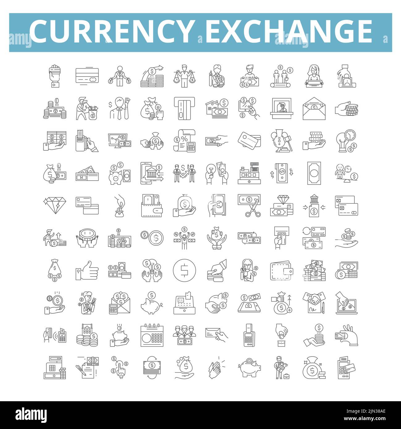Currency exchange icons, line symbols, web signs, vector set, isolated ...