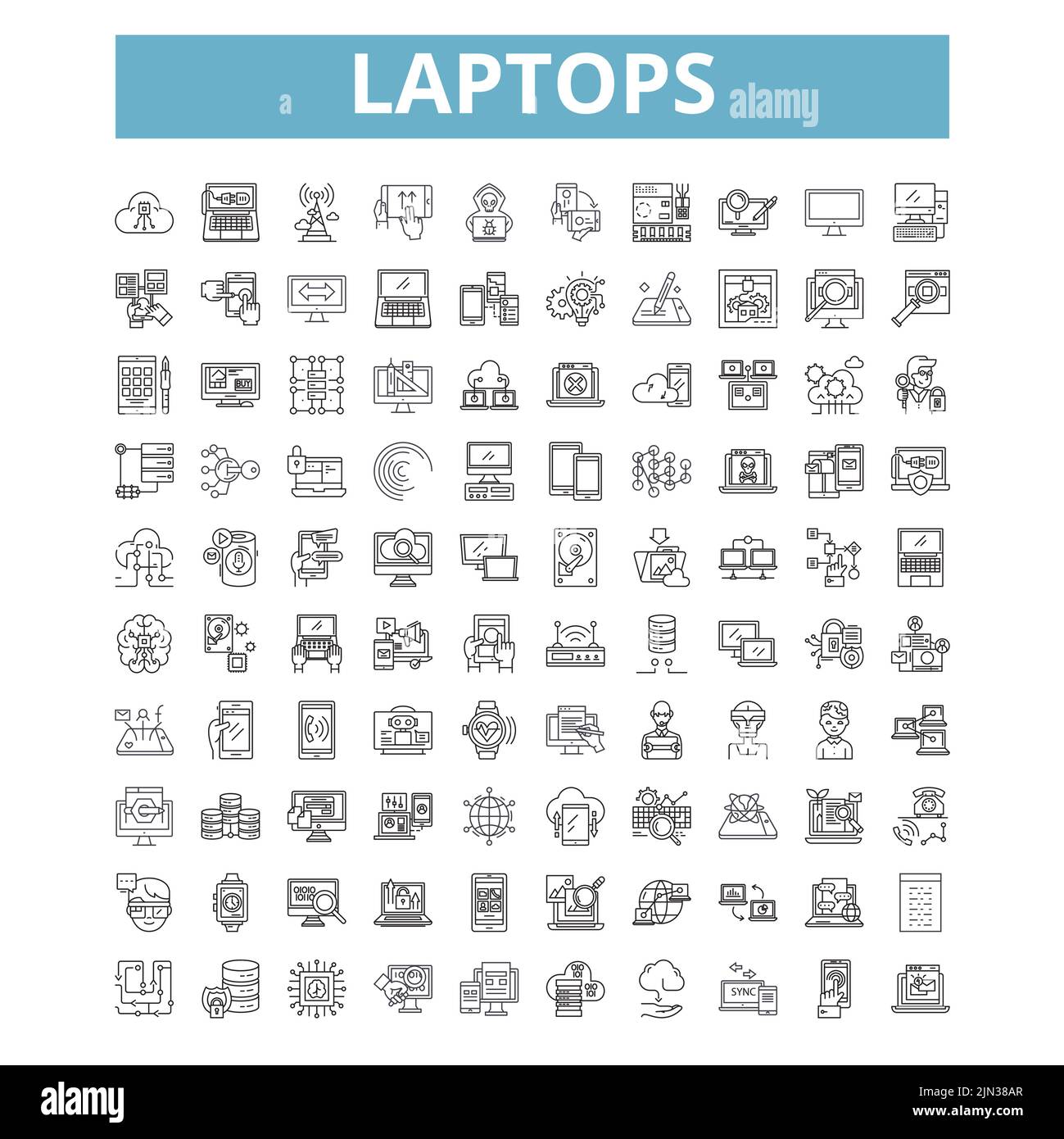 Laptops icons line symbols hi-res stock photography and images - Alamy