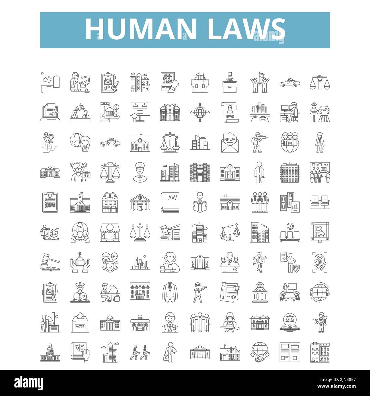 Human laws icons, line symbols, web signs, vector set, isolated ...