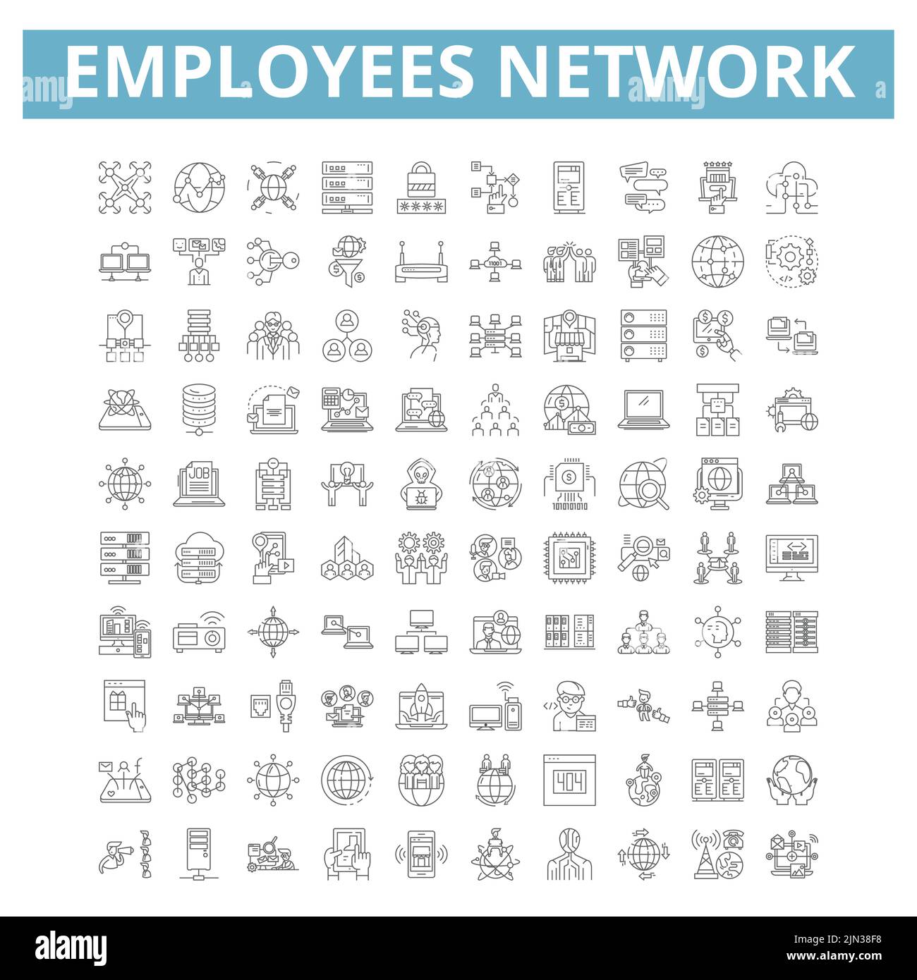Employees network icons, line symbols, web signs, vector set, isolated ...