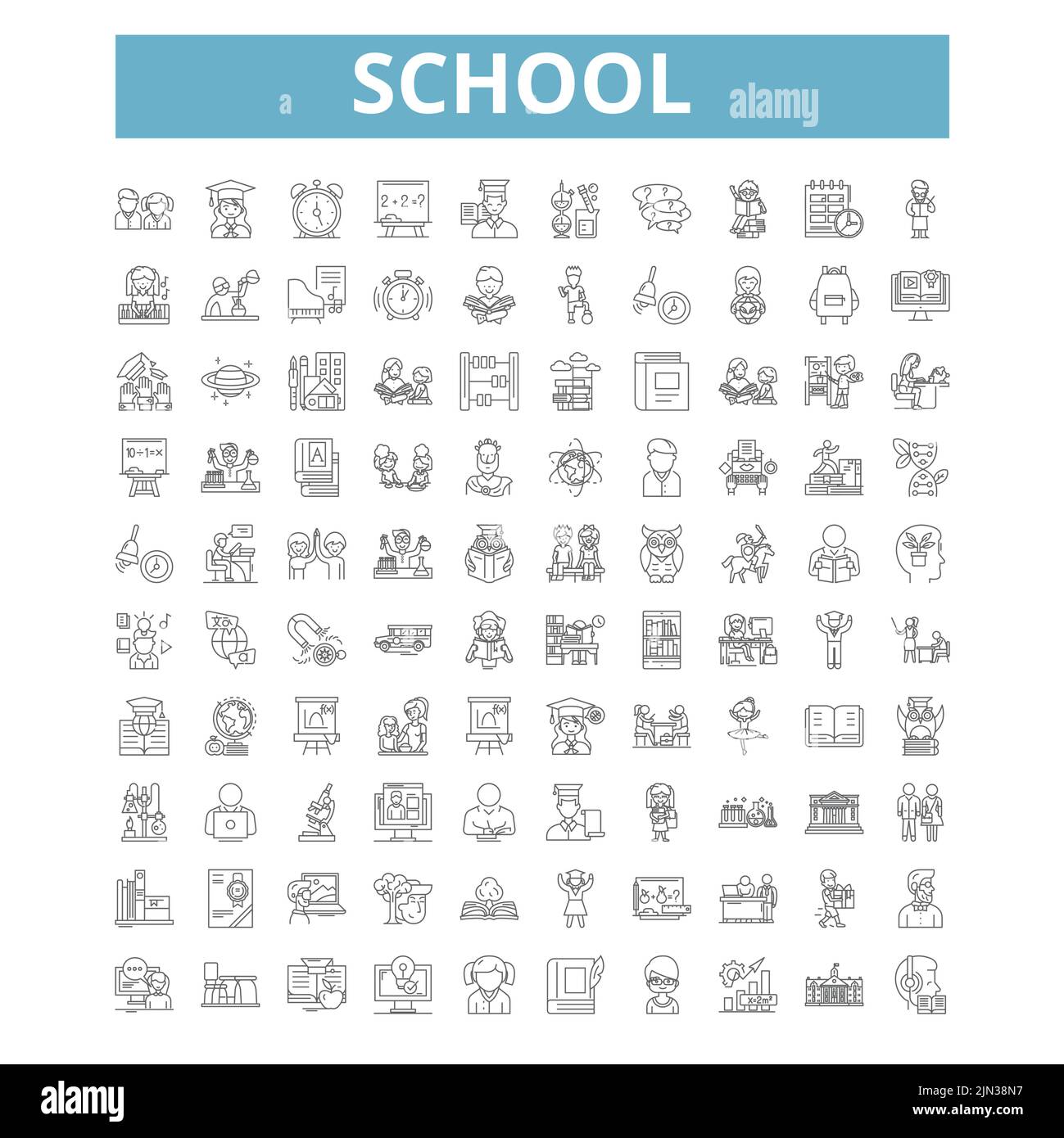 Schools icons, line symbols, web signs, vector set, isolated ...
