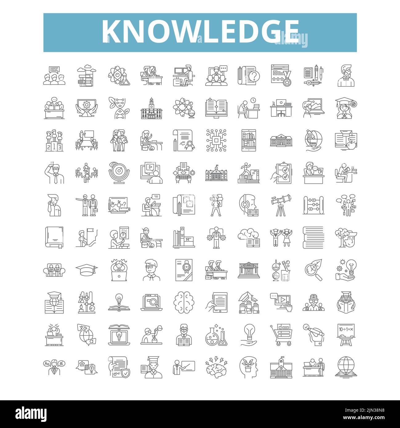 Knowledge icons, line symbols, web signs, vector set, isolated ...