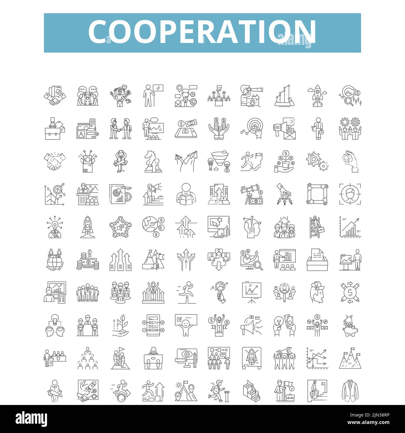 Cooperation icons, line symbols, web signs, vector set, isolated illustration Stock Vector Image ...