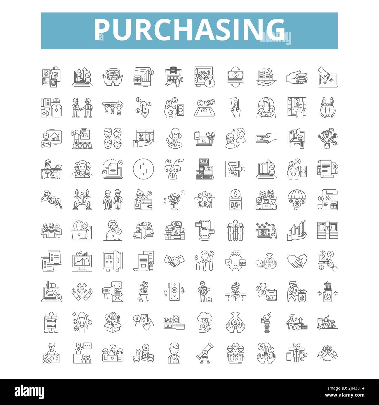 Purchasing icons, line symbols, web signs, vector set, isolated ...