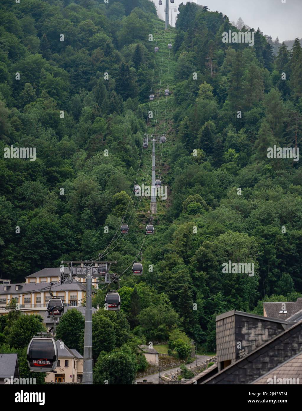 Telecabine de Cauterets, ski lifts in Cauterets Haute Pyrenees Stock ...