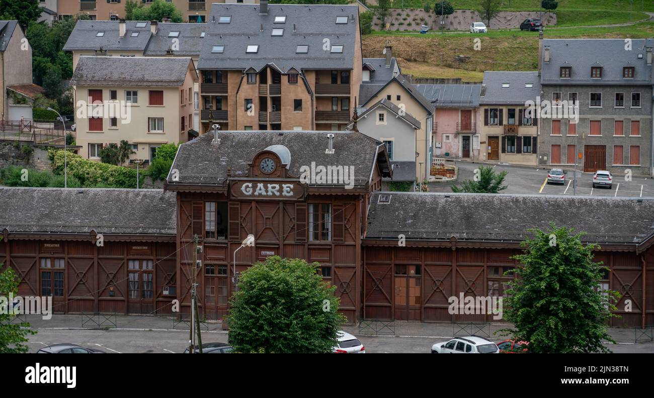 the historic Cauterets train station, western style, Haute Pyrenees ...