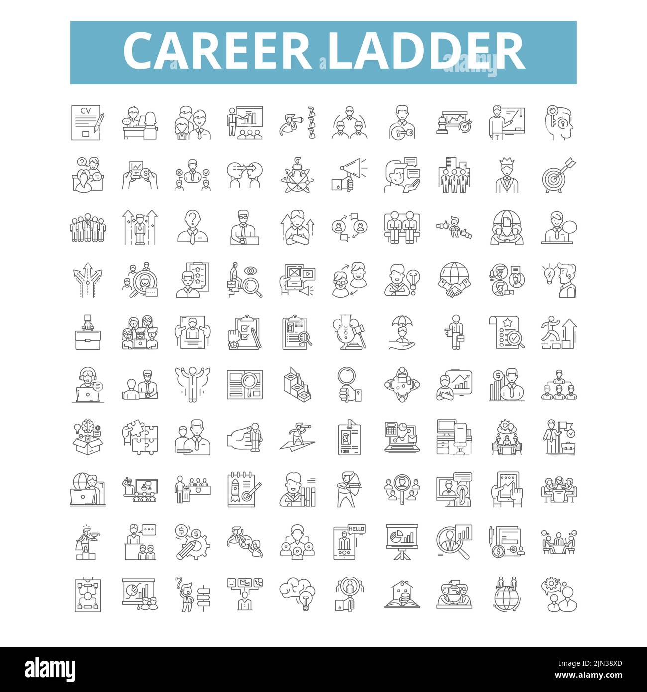 Career ladder icons, line symbols, web signs, vector set, isolated ...