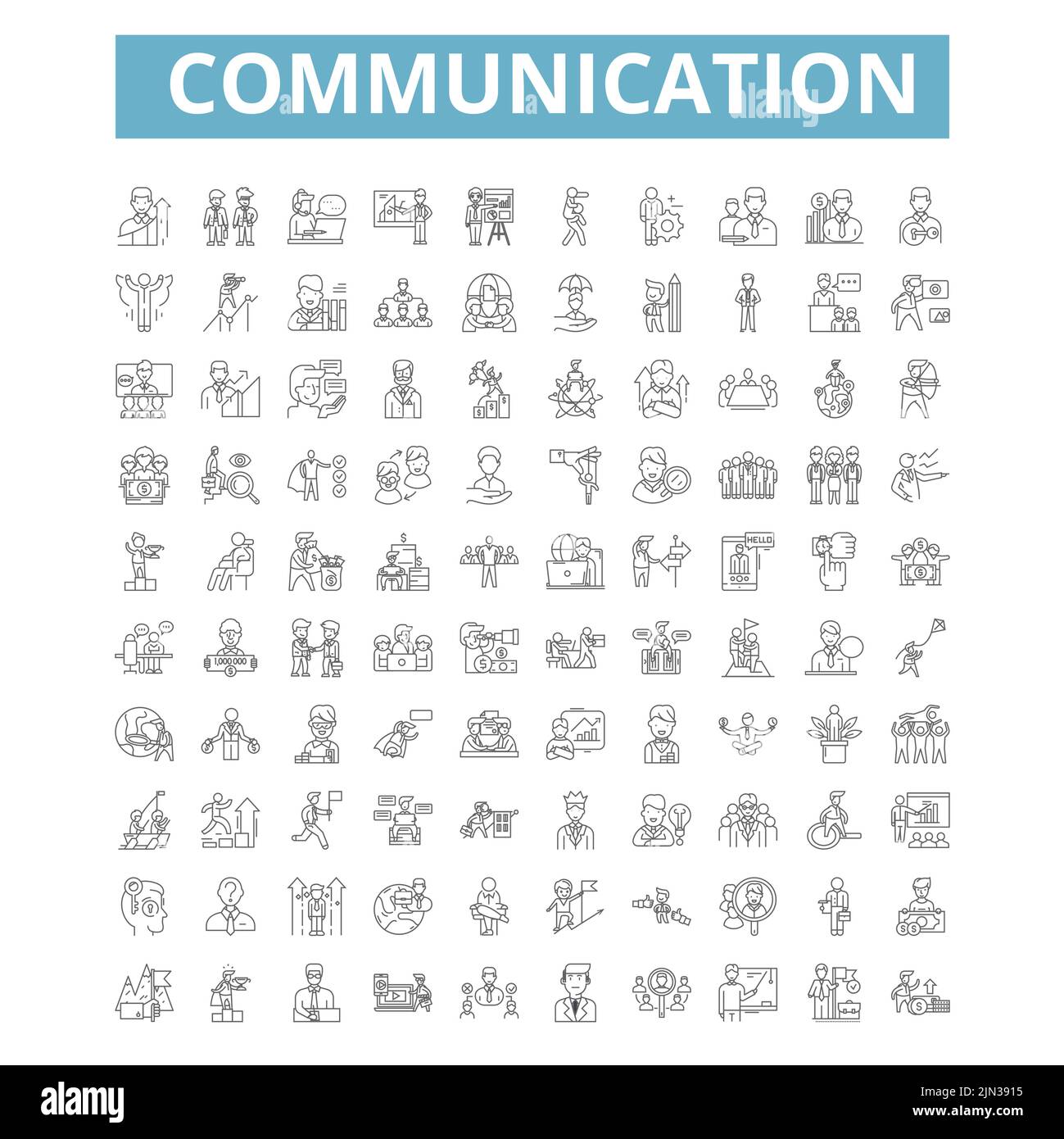 Communication icons, line symbols, web signs, vector set, isolated ...