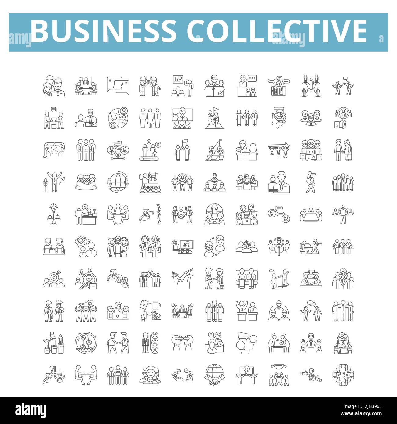 Business collective icons, line symbols, web signs, vector set, isolated illustration Stock ...