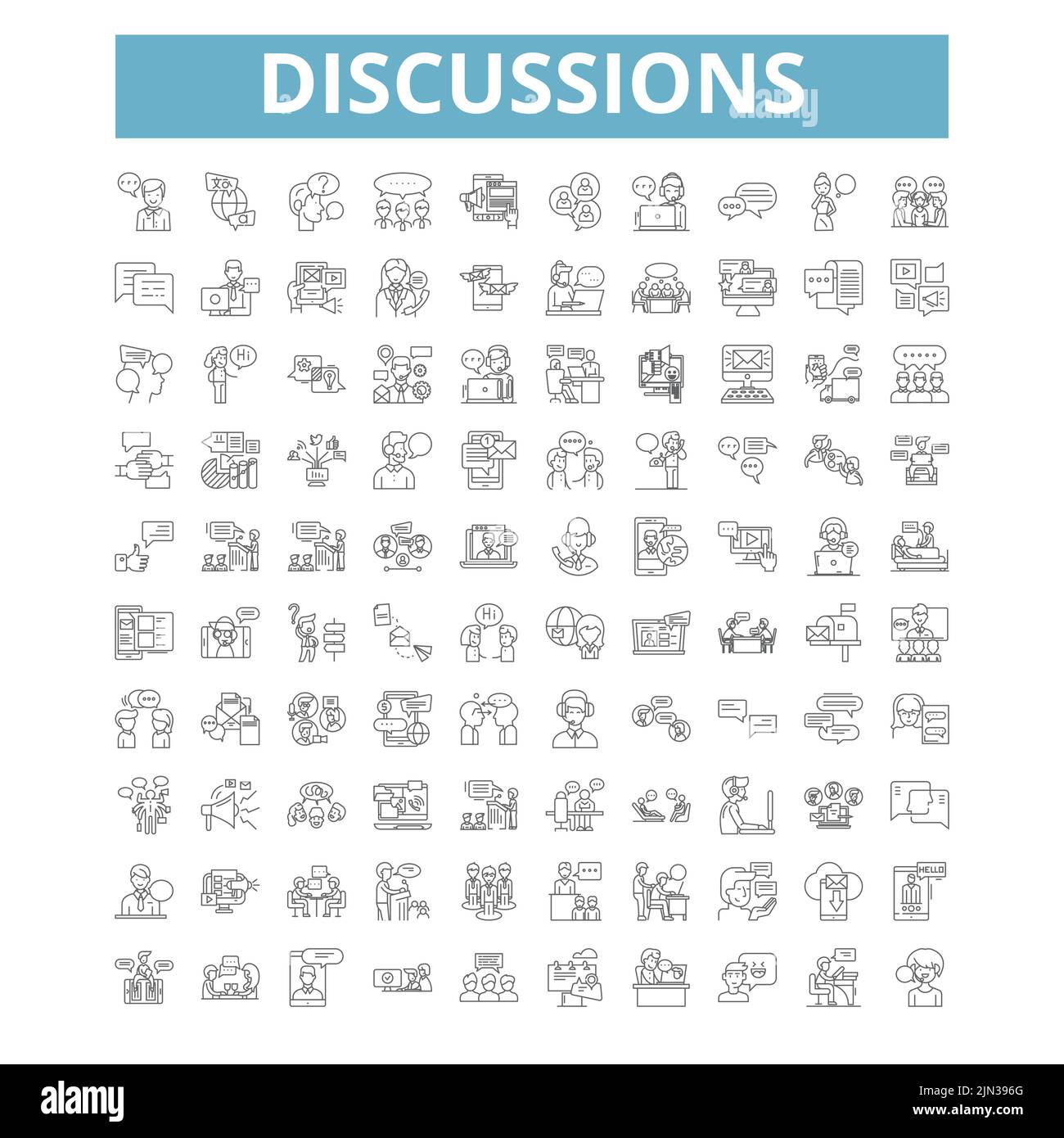 Discussions icons, line symbols, web signs, vector set, isolated illustration Stock Vector Image ...