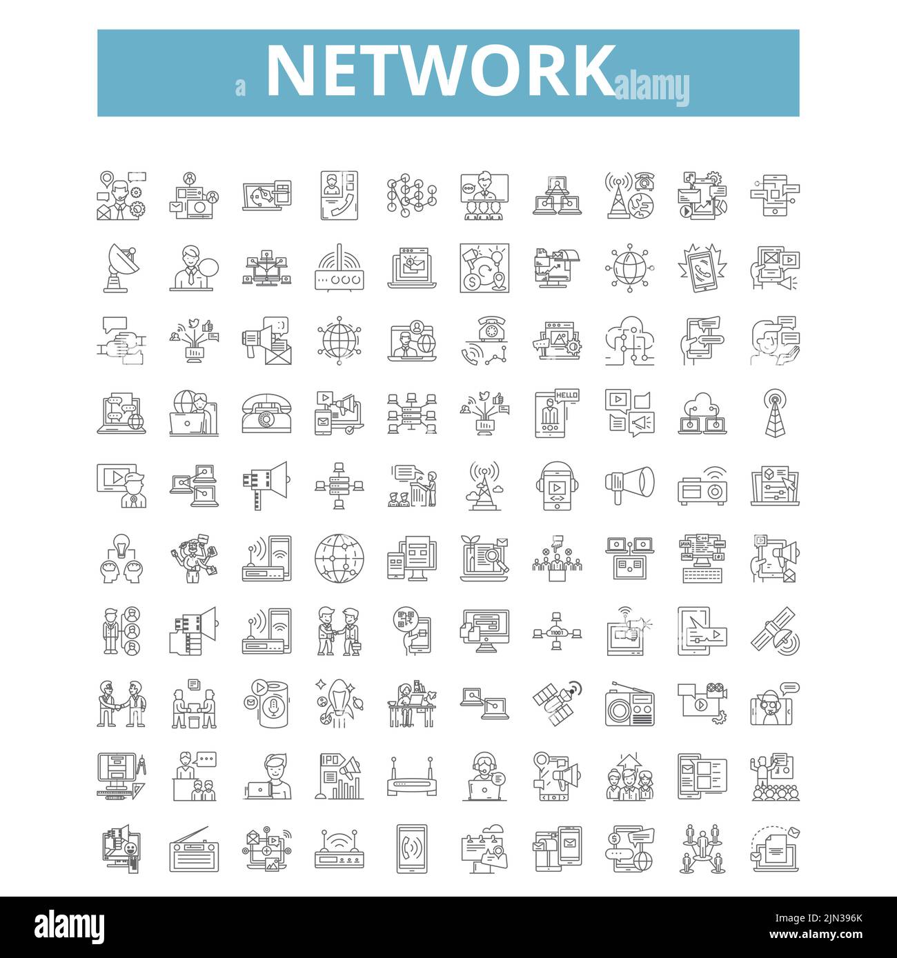 Network icons, line symbols, web signs, vector set, isolated ...