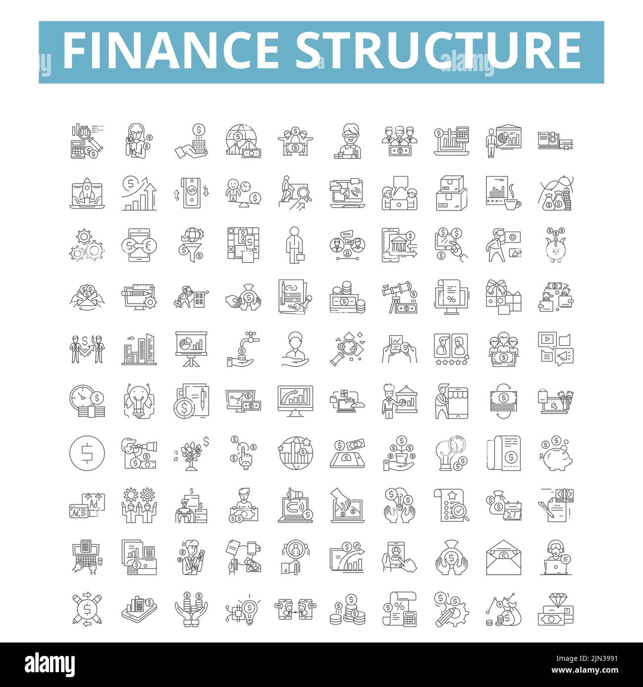 Finance structure icons, line symbols, web signs, vector set, isolated ...