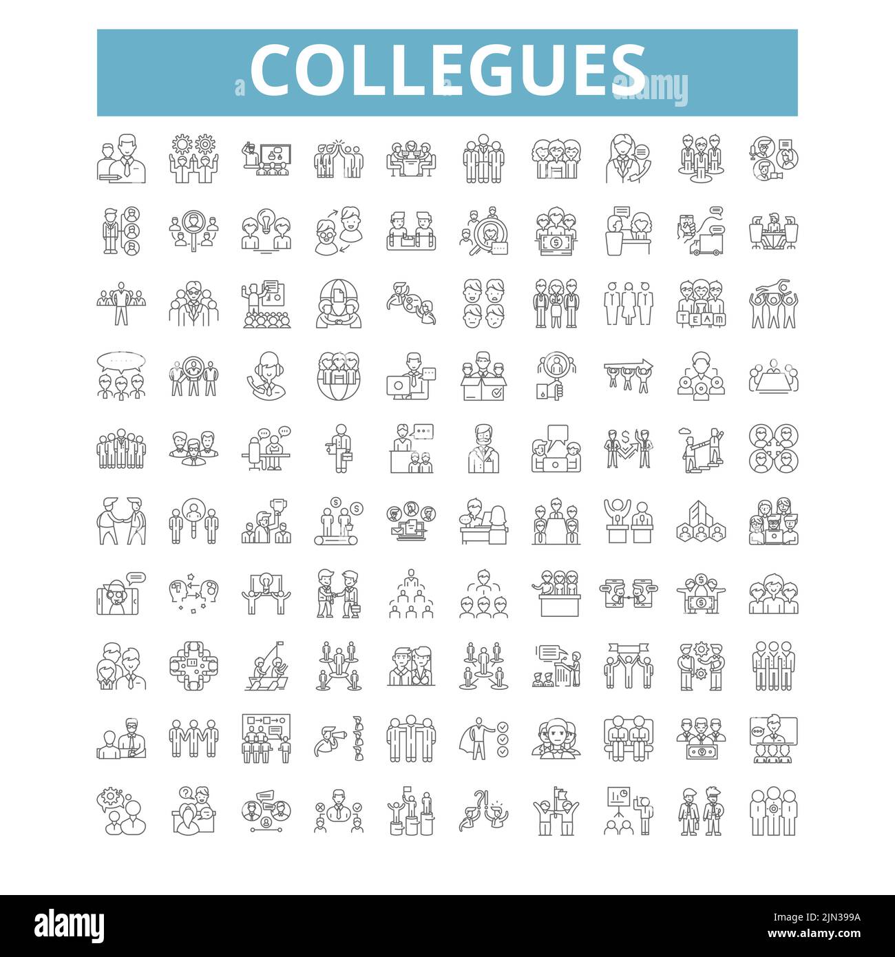 Collegues icons, line symbols, web signs, vector set, isolated ...