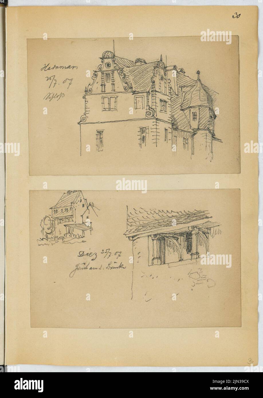 Hadamar Castle. House on the bridge, Diez: Perspective Hadamar ...