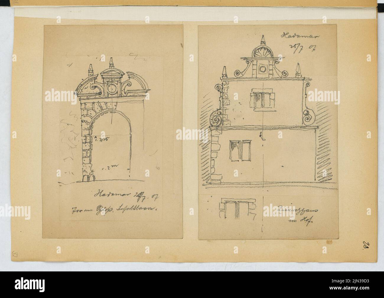 Hadamar Castle: View, details (from: sketch and photo album 23 Stock ...