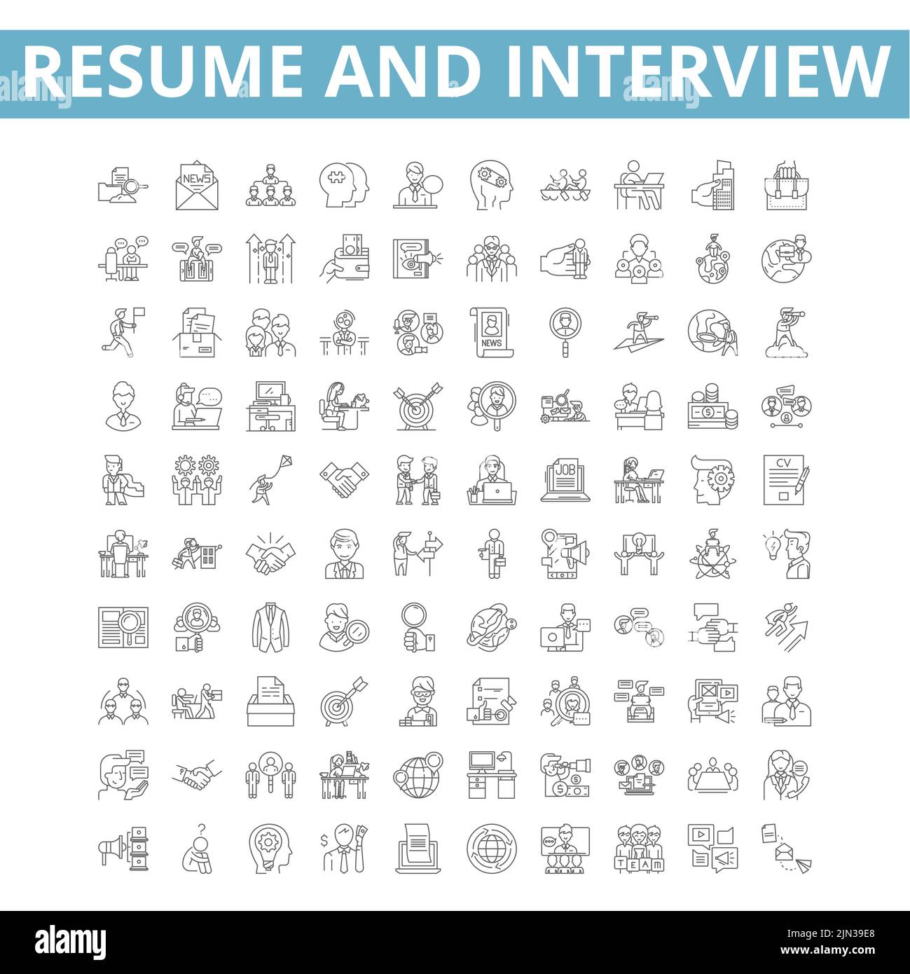 Interview icons, line symbols, web signs, vector set, isolated ...