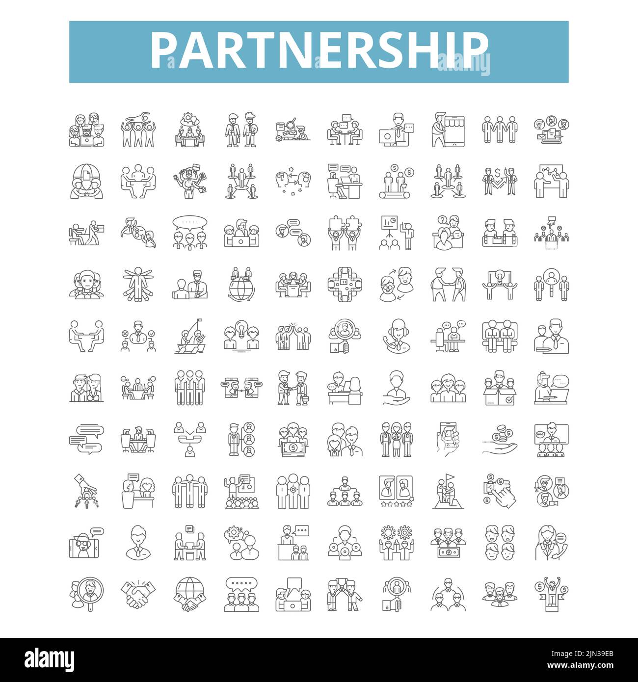 Partnership icons, line symbols, web signs, vector set, isolated ...