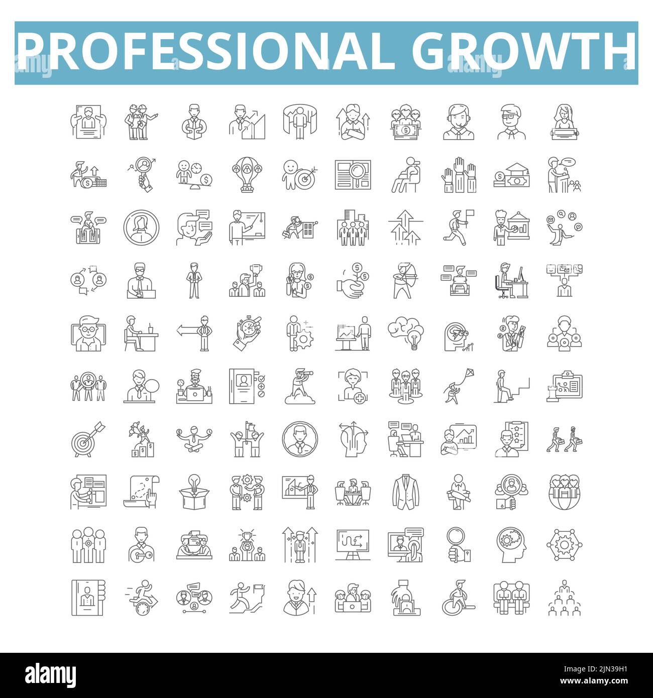 Professional growth icons, line symbols, web signs, vector set ...