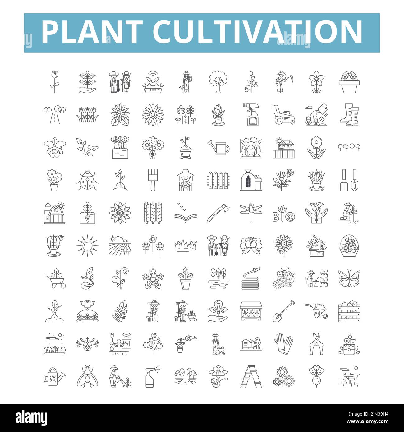 Planty cultivation icons, line symbols, web signs, vector set, isolated ...