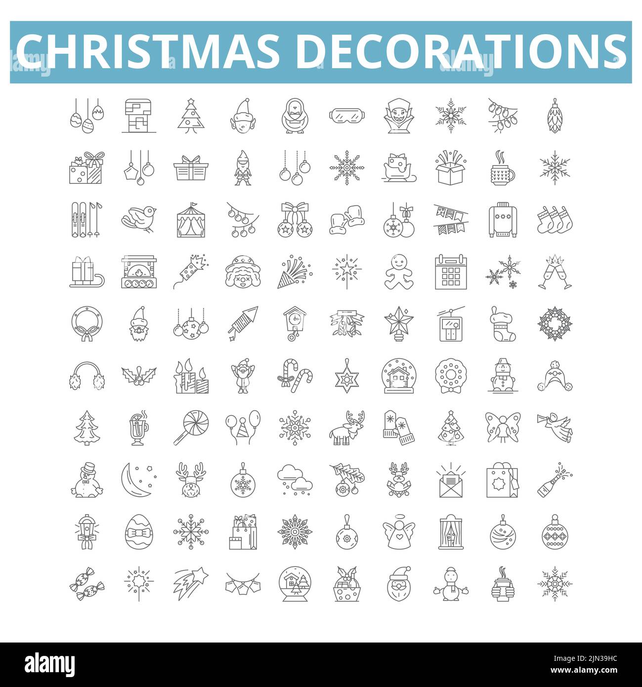 Christmas decoration icons, line symbols, web signs, vector set ...