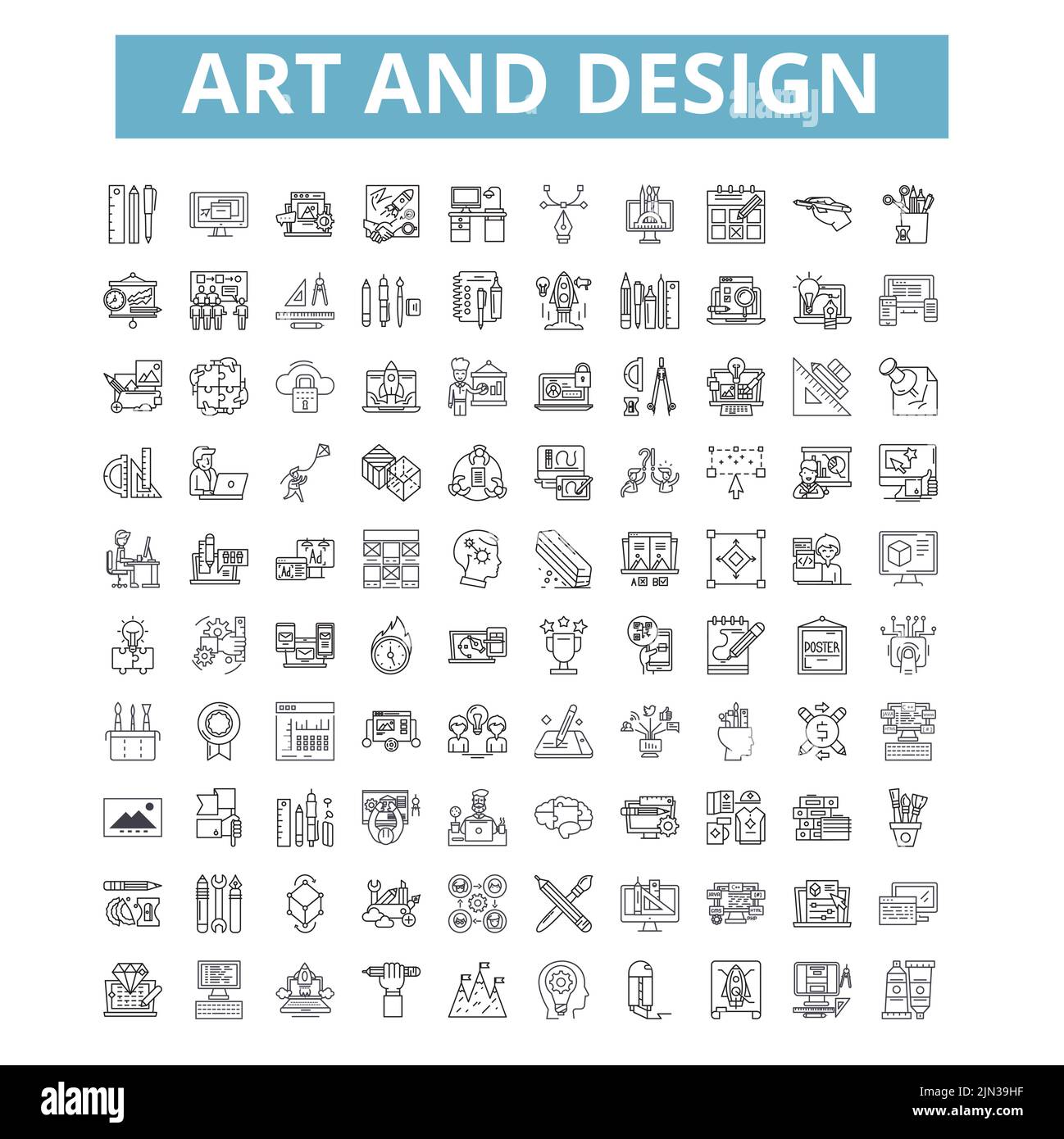 Art and design icons, line symbols, web signs, vector set, isolated illustration Stock Vector ...