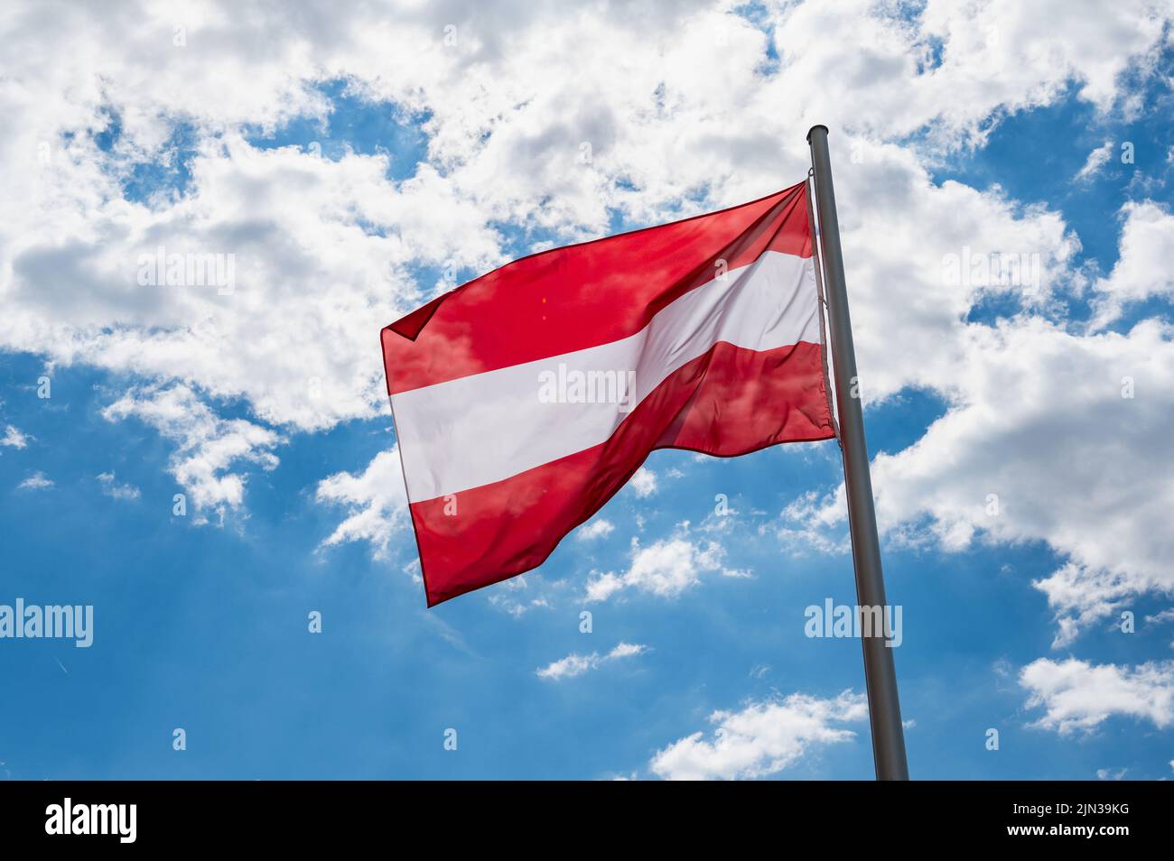 flag of Austria waving in the wind Stock Photo - Alamy