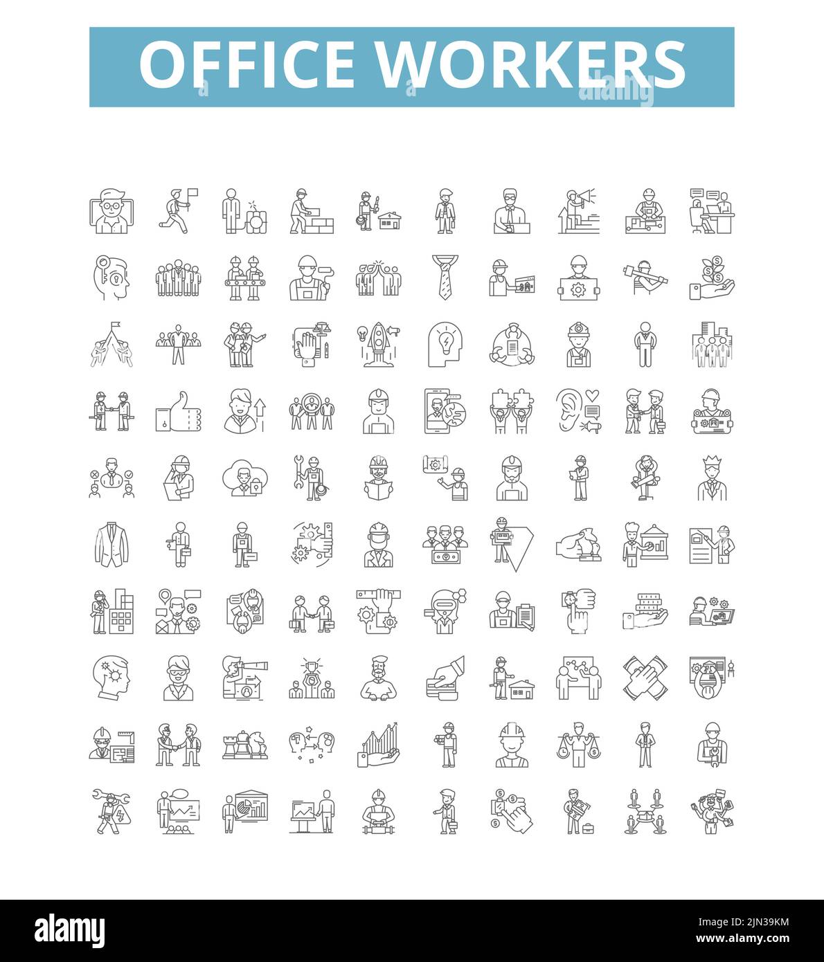 Office workers icons, line symbols, web signs, vector set, isolated illustration Stock Vector ...